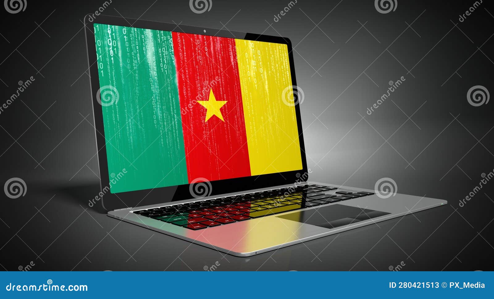 Cameroon - Country Flag and Binary Code on Laptop Screen Stock ...