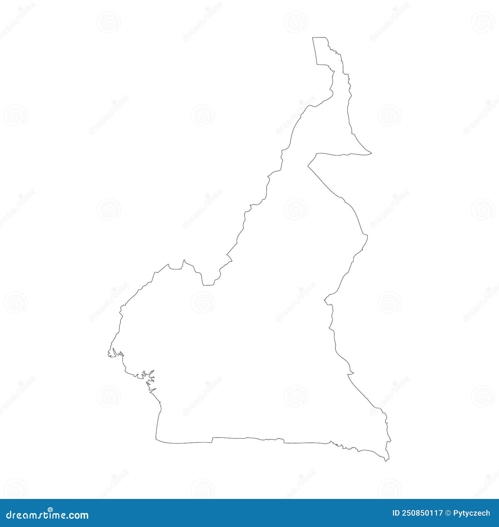 Cameroon Vector Country Map Outline Stock Vector Illustration Of