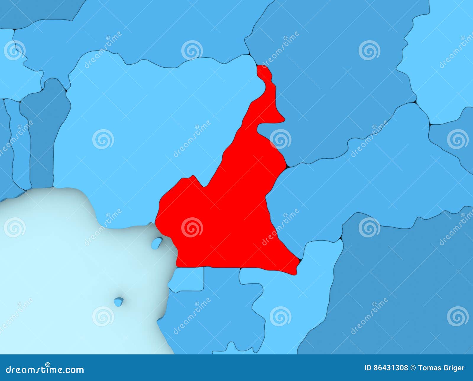 Cameroon on 3D map stock illustration. Illustration of cameroonian ...