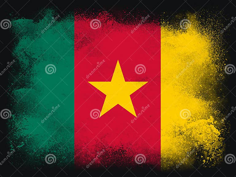 Cameroon Flag Design Composition of Exploding Powder and Paint ...