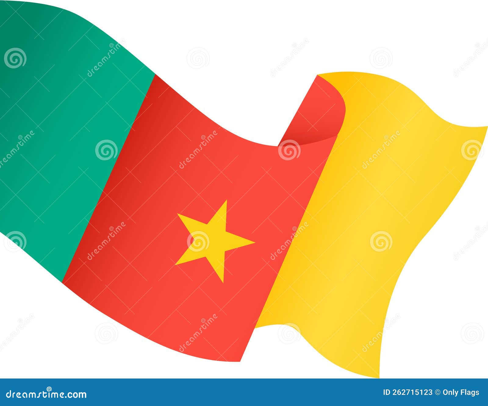 Cameroon Flag Flying on White Background Stock Vector - Illustration of ...