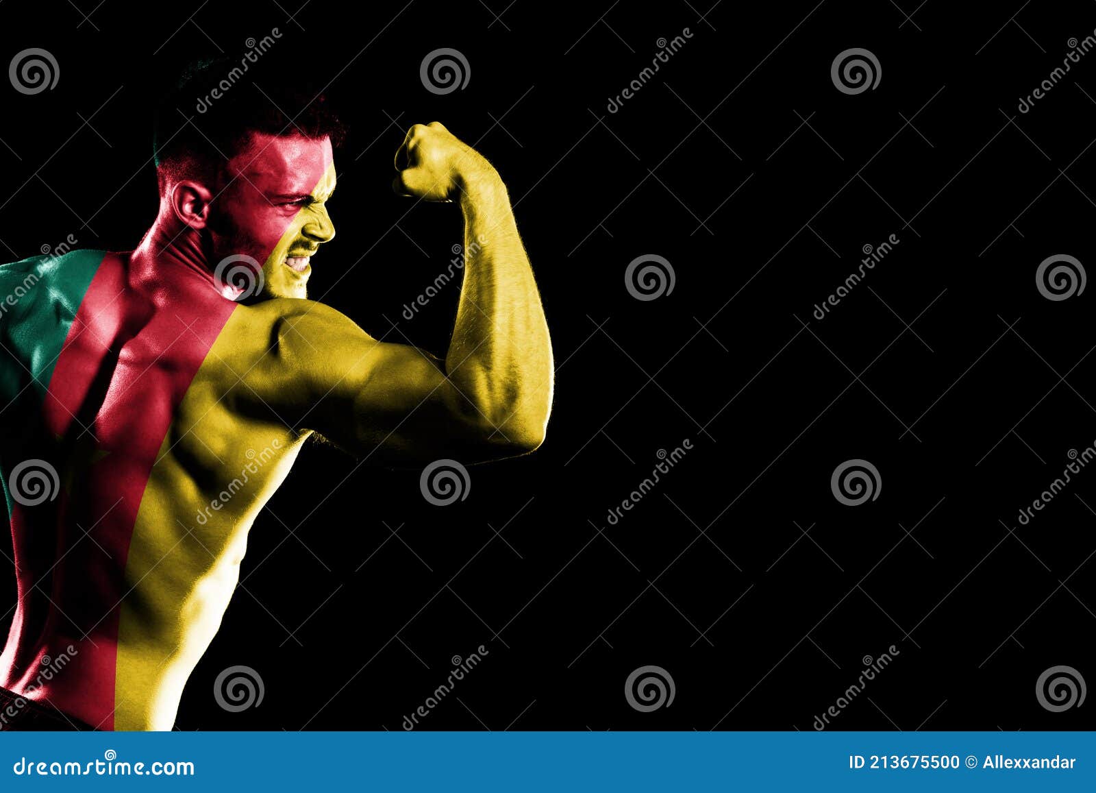 Cameroon Flag on Handsome Young Muscular Man Stock Photo - Image of ...