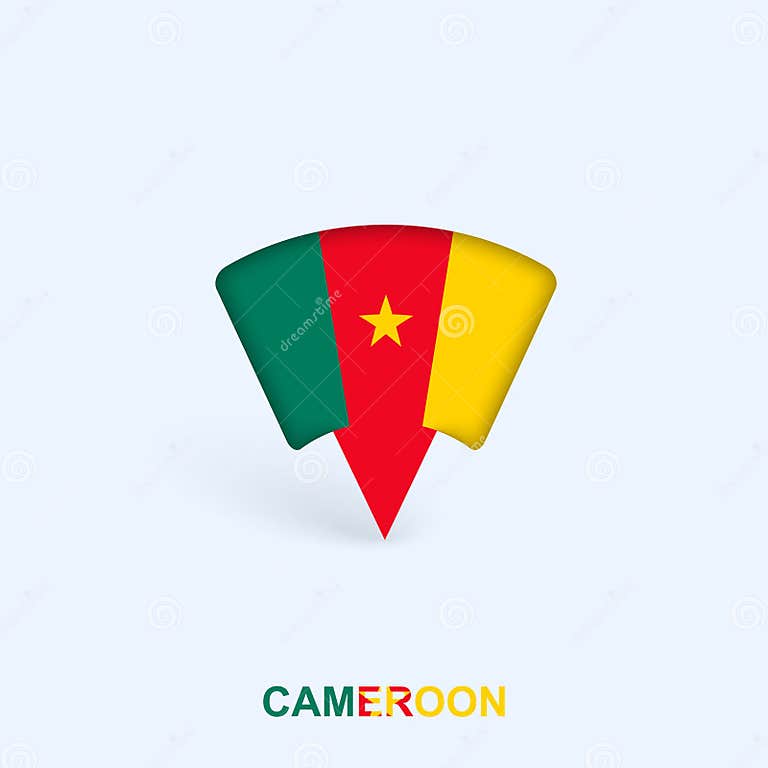 Cameroon Flag Map Pointer Design with Shadow Stock Illustration ...