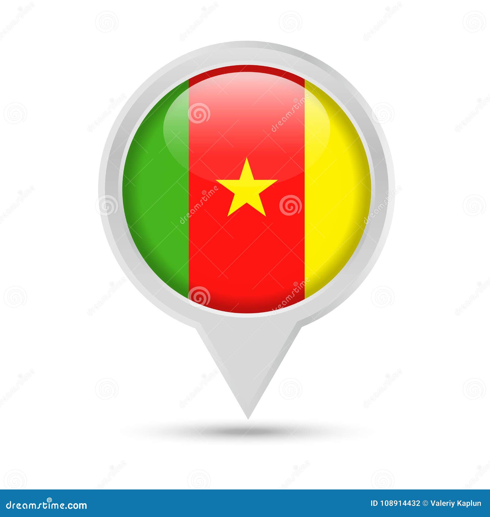 Cameroon Flag Round Pin Vector Icon Stock Illustration Illustration
