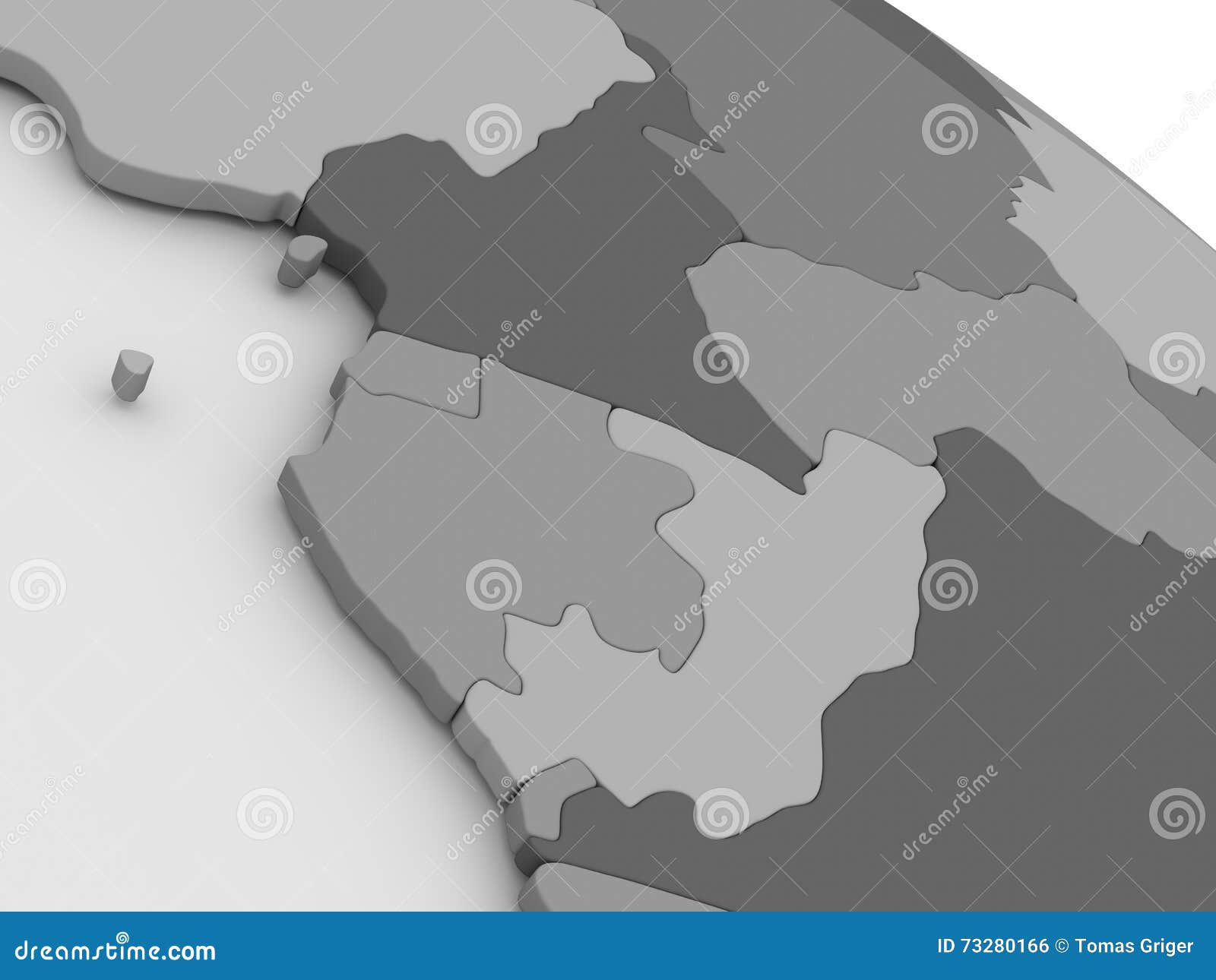 Cameroon, Gabon and Congo on Grey 3D Map Stock Illustration ...