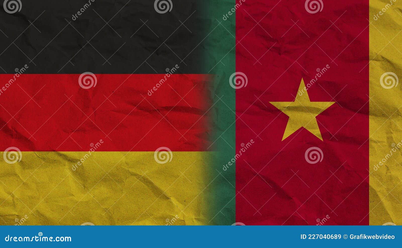 Cameroon and Germany Flags Together, Crumpled Paper Effect 3D ...