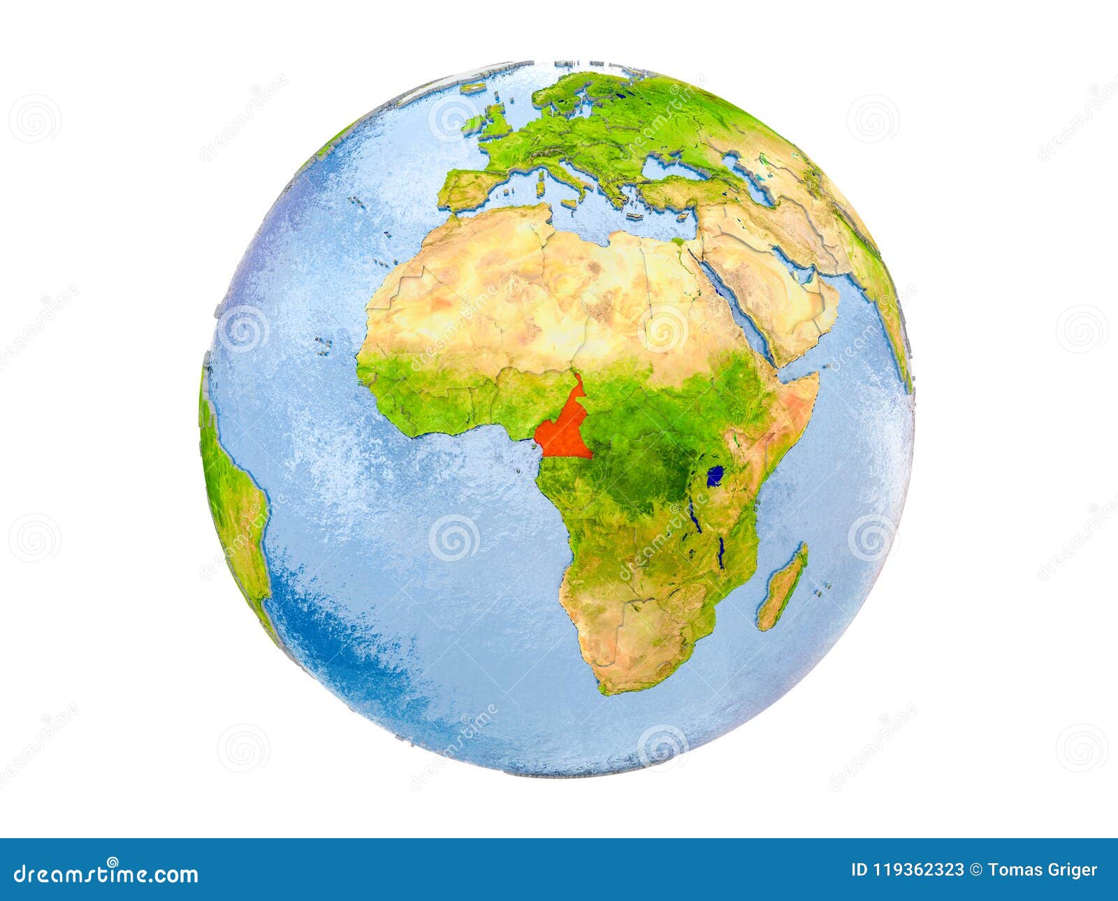 Cameroon on globe isolated stock image. Image of travel - 119362323