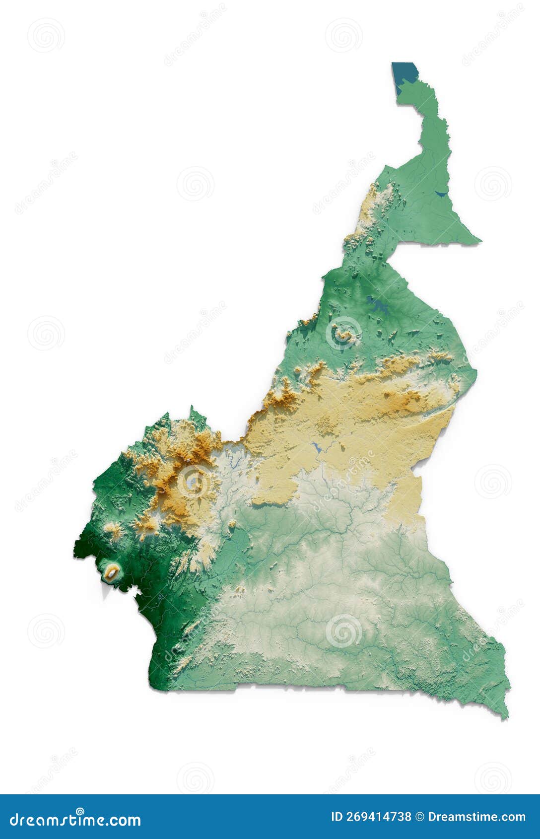 Cameroon relief map stock illustration. Illustration of topographic - 269414738
