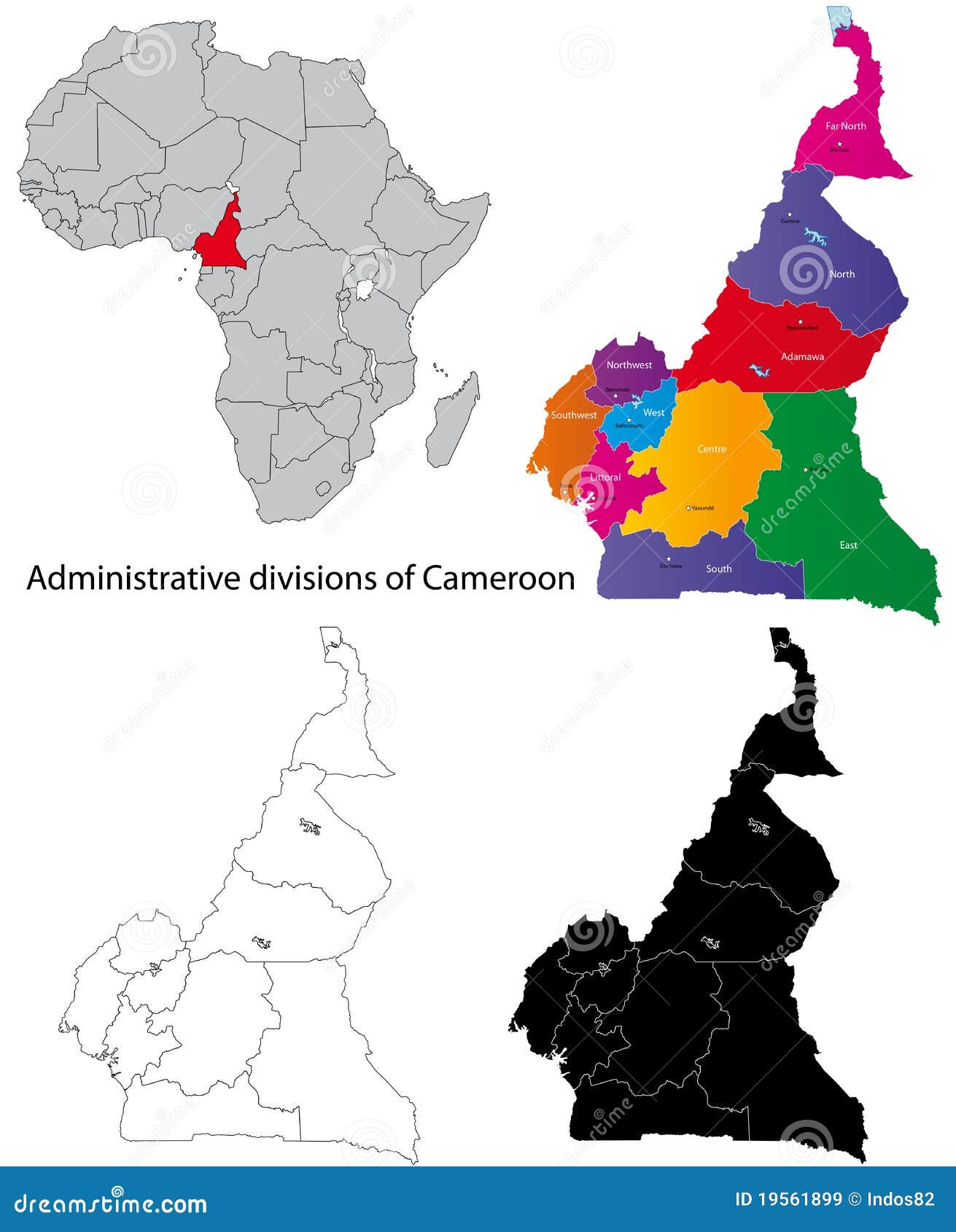 Cameroon map stock vector. Illustration of design, district - 19561899