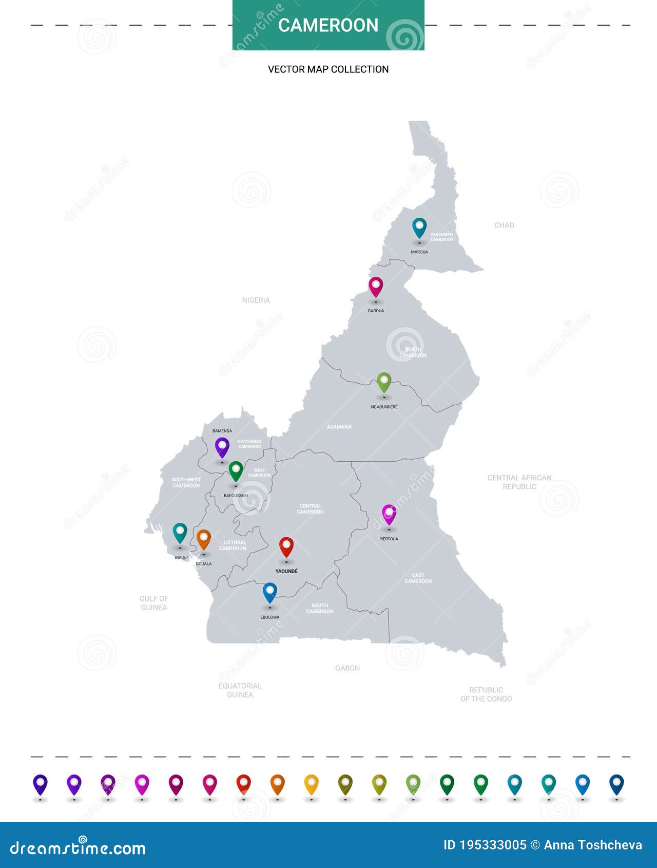 Cameroon Location Pin Map Navigation Label Symbol Cartoon Vector ...