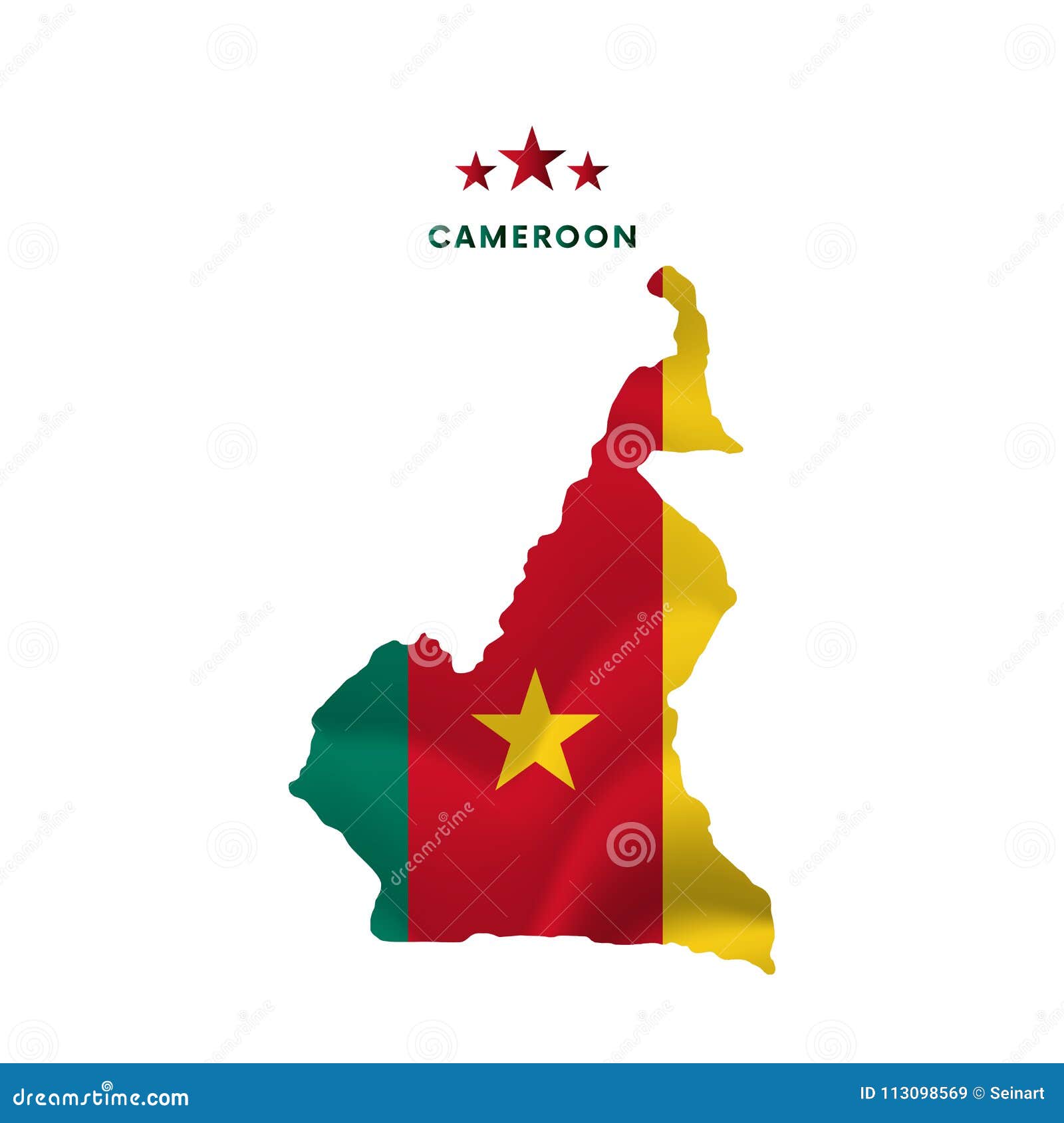 Cameroon Map with Waving Flag. Vector Illustration. Stock Illustration ...