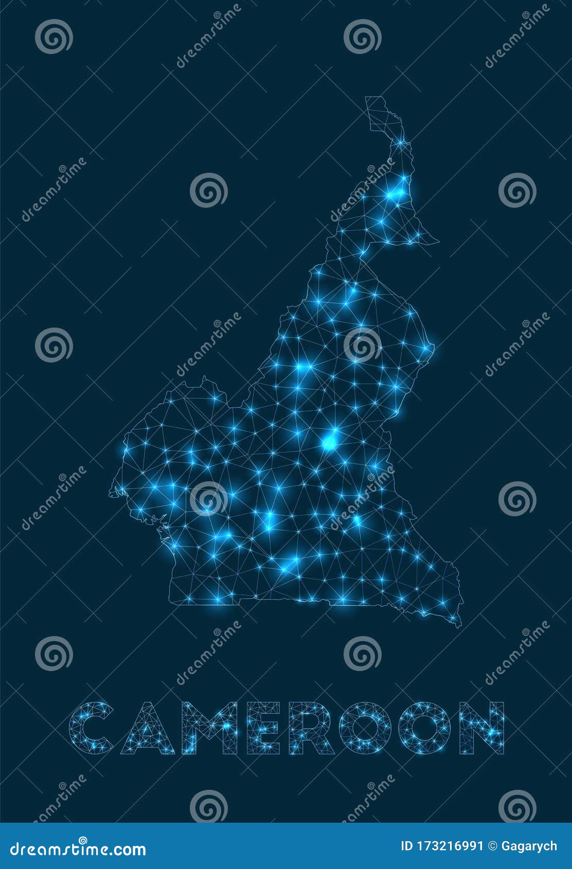 Cameroon network map. stock vector. Illustration of connection - 173216991