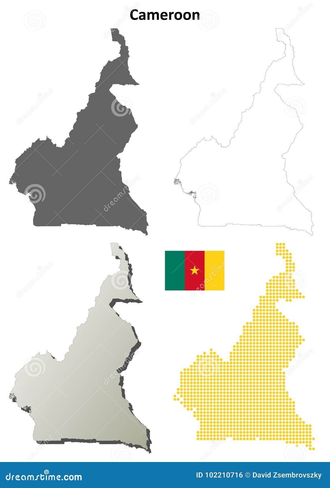 Cameroon outline map set stock vector. Illustration of republic - 102210716