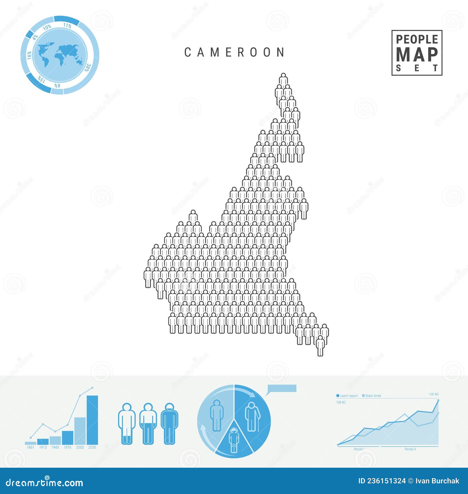 Cameroon People Icon Map. Stylized Vector Silhouette of Cameroon ...