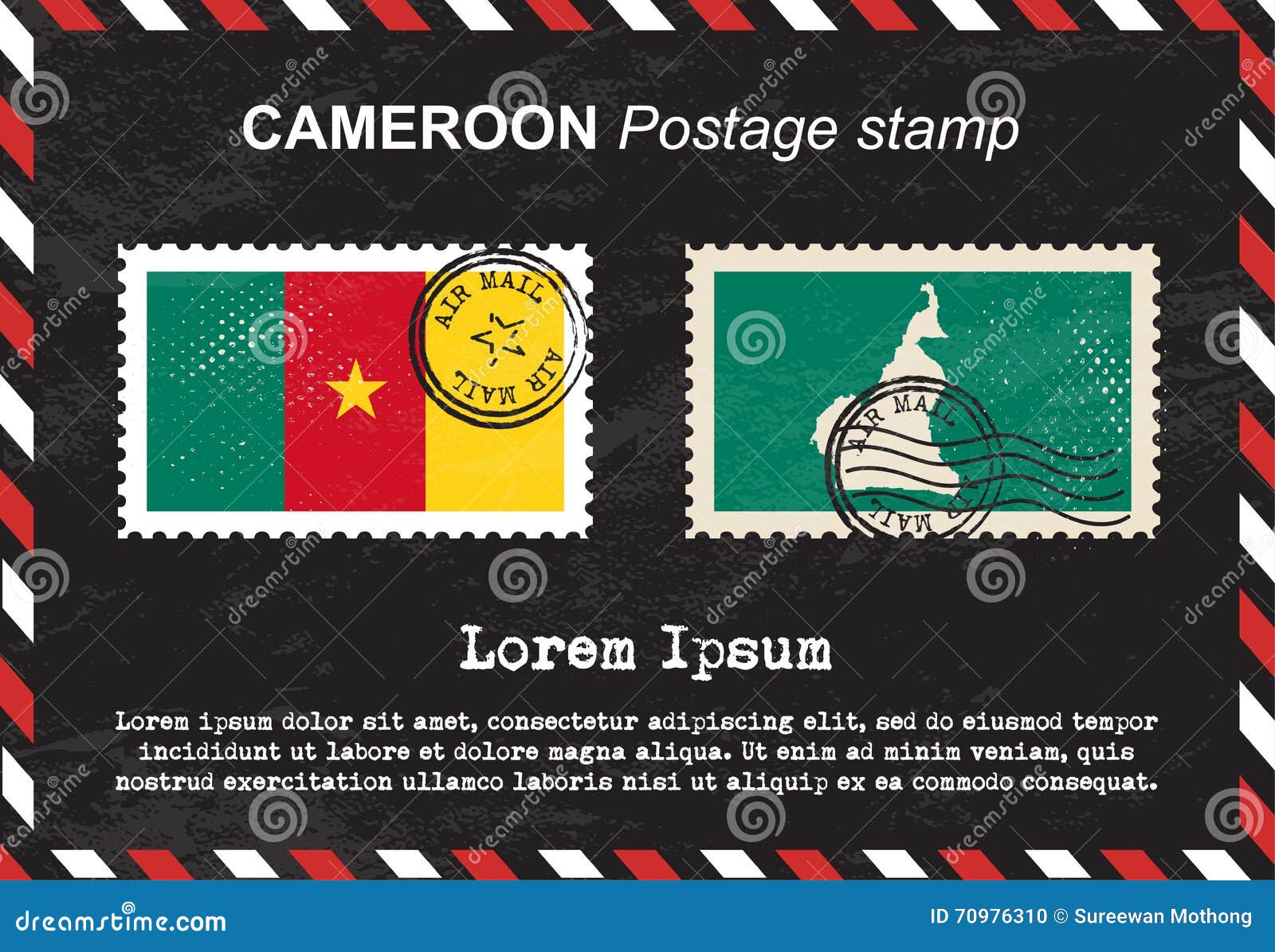 Cameroon Postage Stamp, Vintage Stamp, Air Mail Envelope. Stock Vector ...