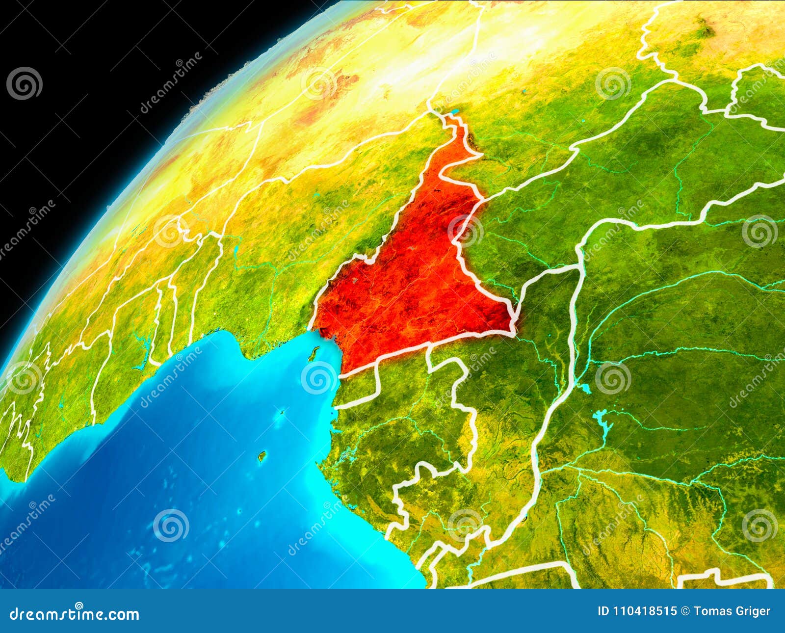 Cameroon from space stock illustration. Illustration of satellite ...
