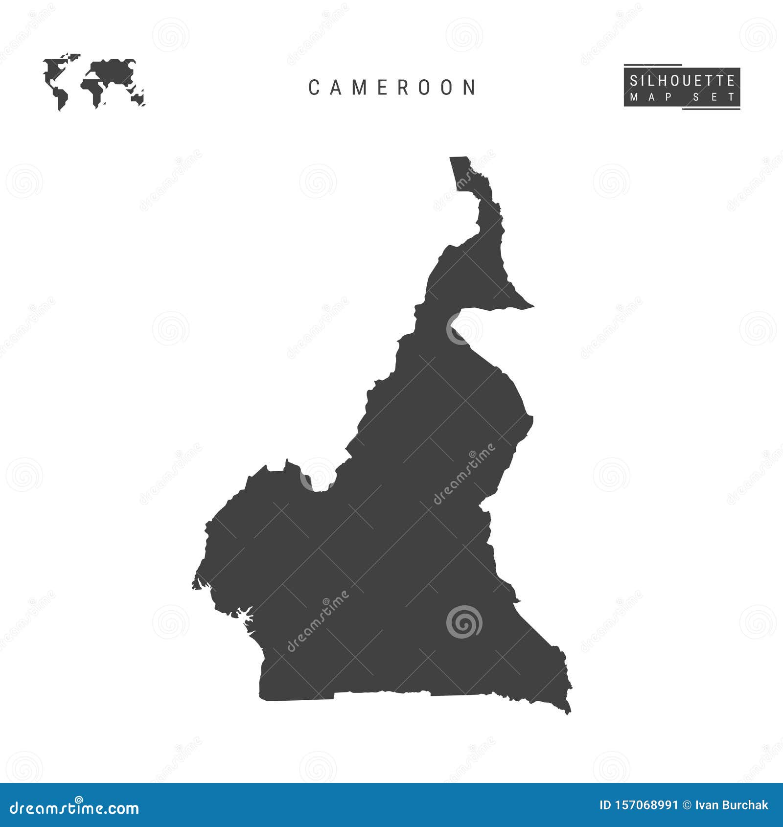 Cameroon Vector Map Isolated on White Background. High-Detailed Black ...