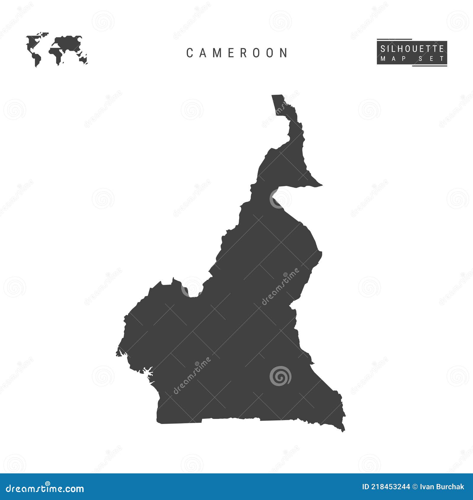 Cameroon Vector Map Isolated On White Background High Detailed Black