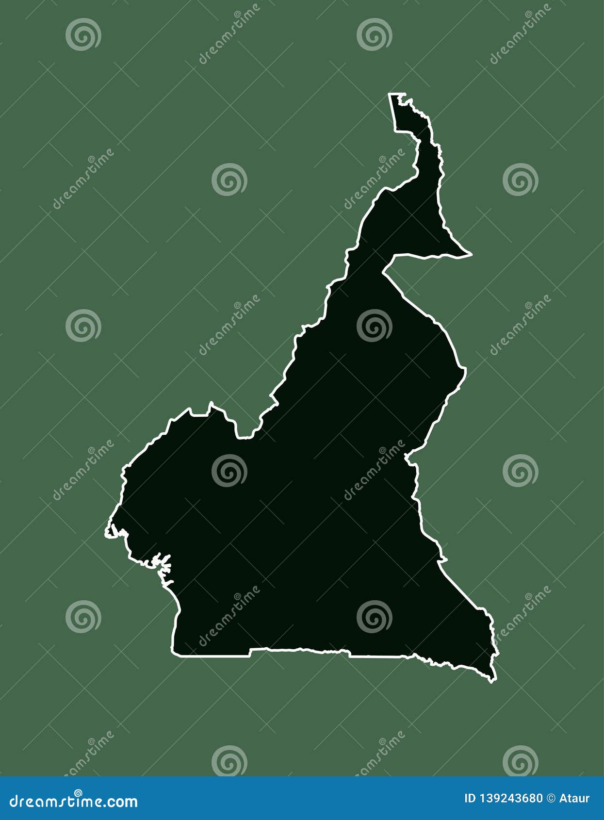 Cameroon Vector Map with Single Border Using Dark Green Color on Light ...