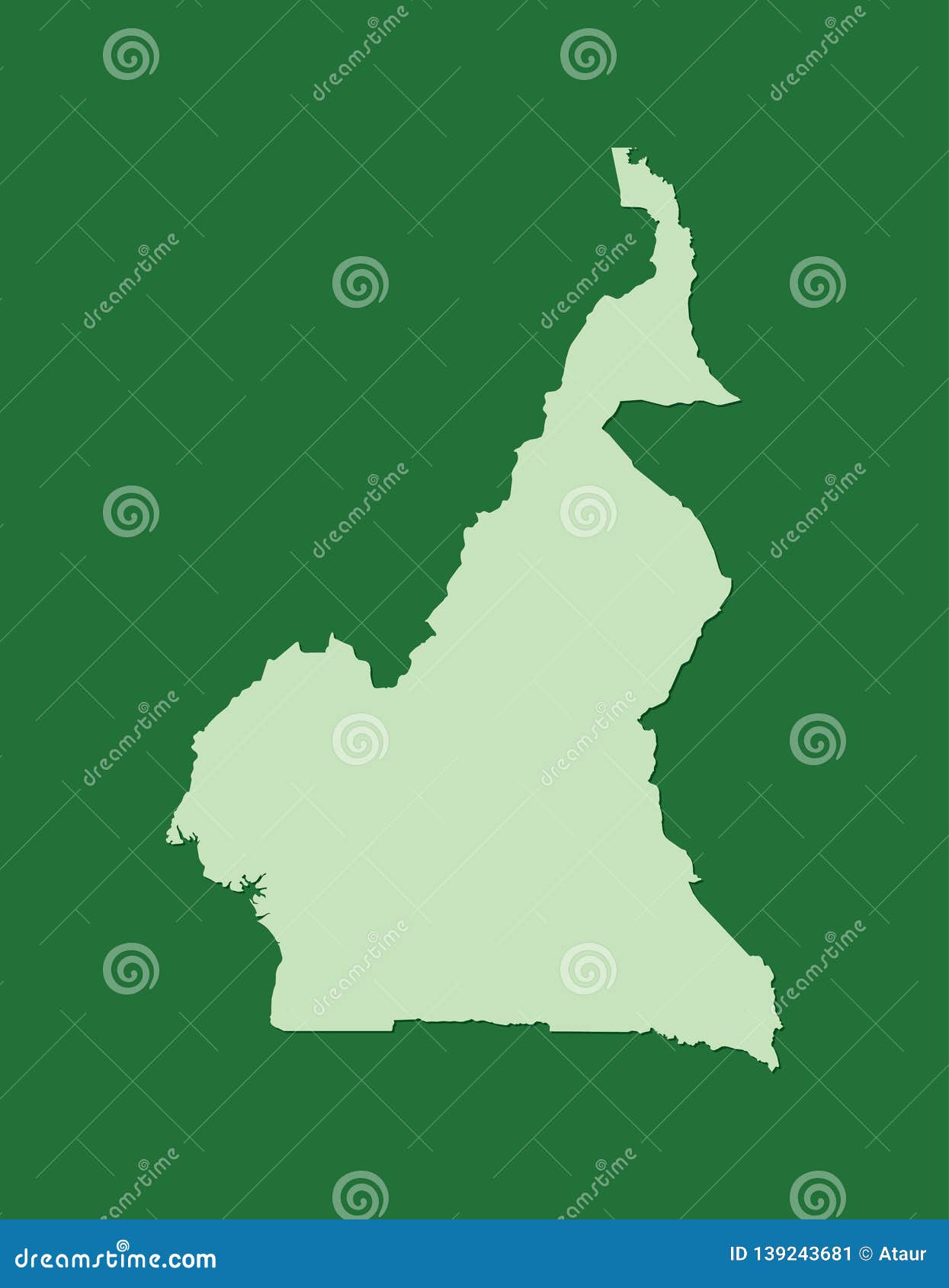 Cameroon Vector Map with Single Land Area Using Green Color on Dark ...