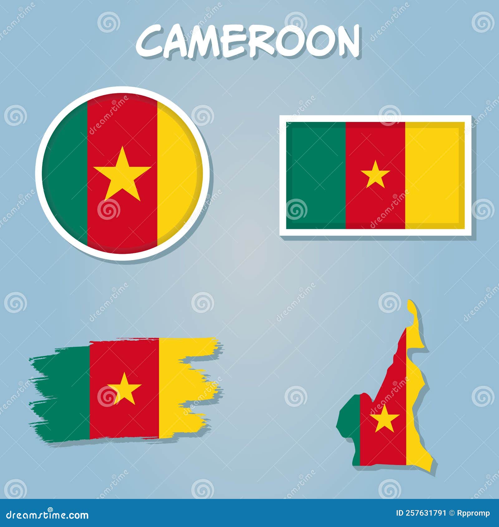 Cameroon Vector Set Detailed Country Shape With Region Borders Flags