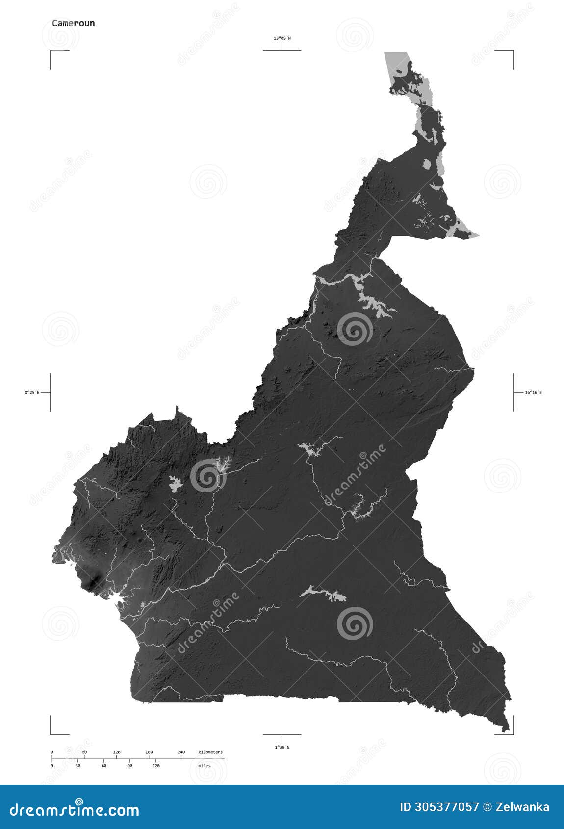 Cameroun Shape on White. Grayscale Stock Illustration - Illustration of ...