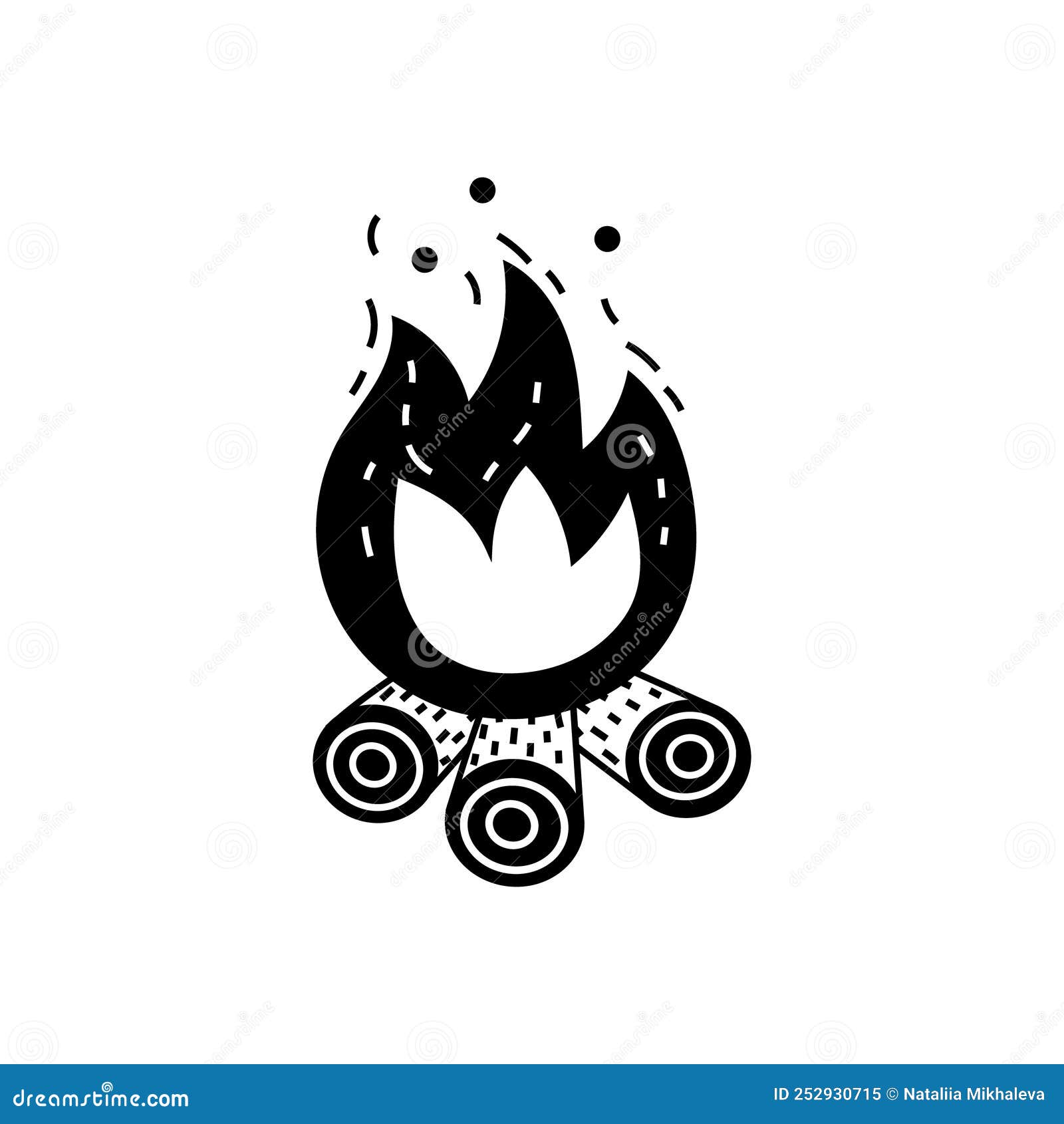 Campfire Black and White Doodle Stock Vector - Illustration of minimal ...