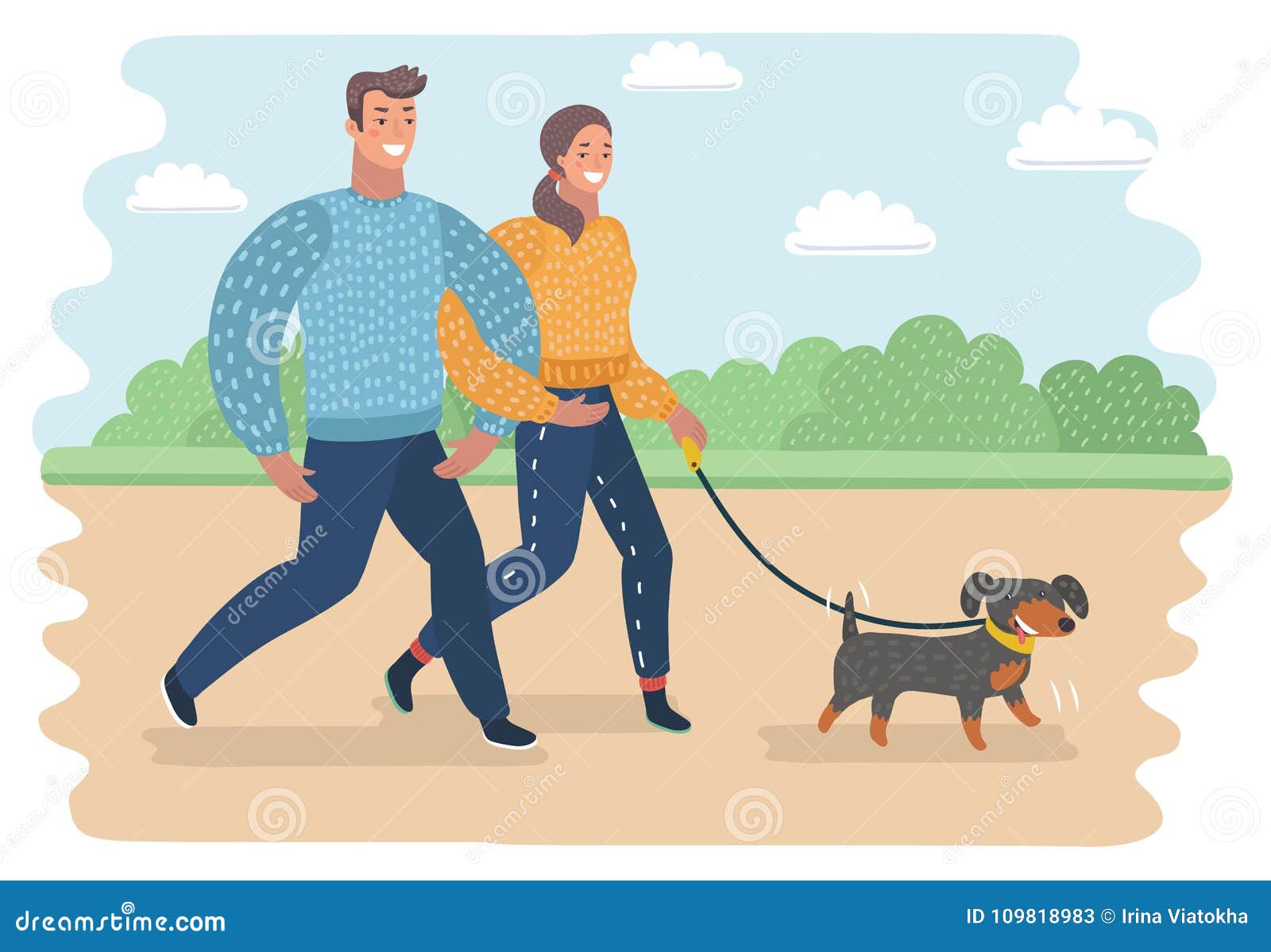 Caminando El Perro Vector El Ejemplo De Un Par Que Camina Un Perro ...