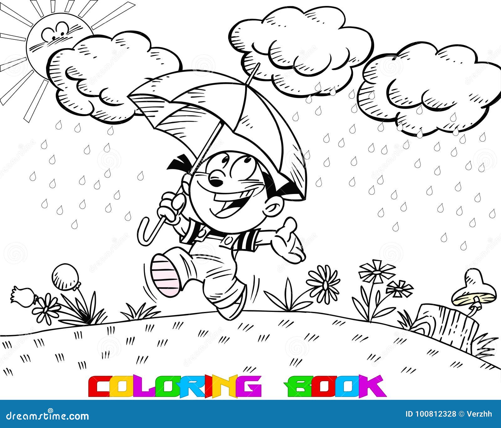 Caminhada Colorindo Sob O Guarda-chuva Ilustração do Vetor - Ilustração ...