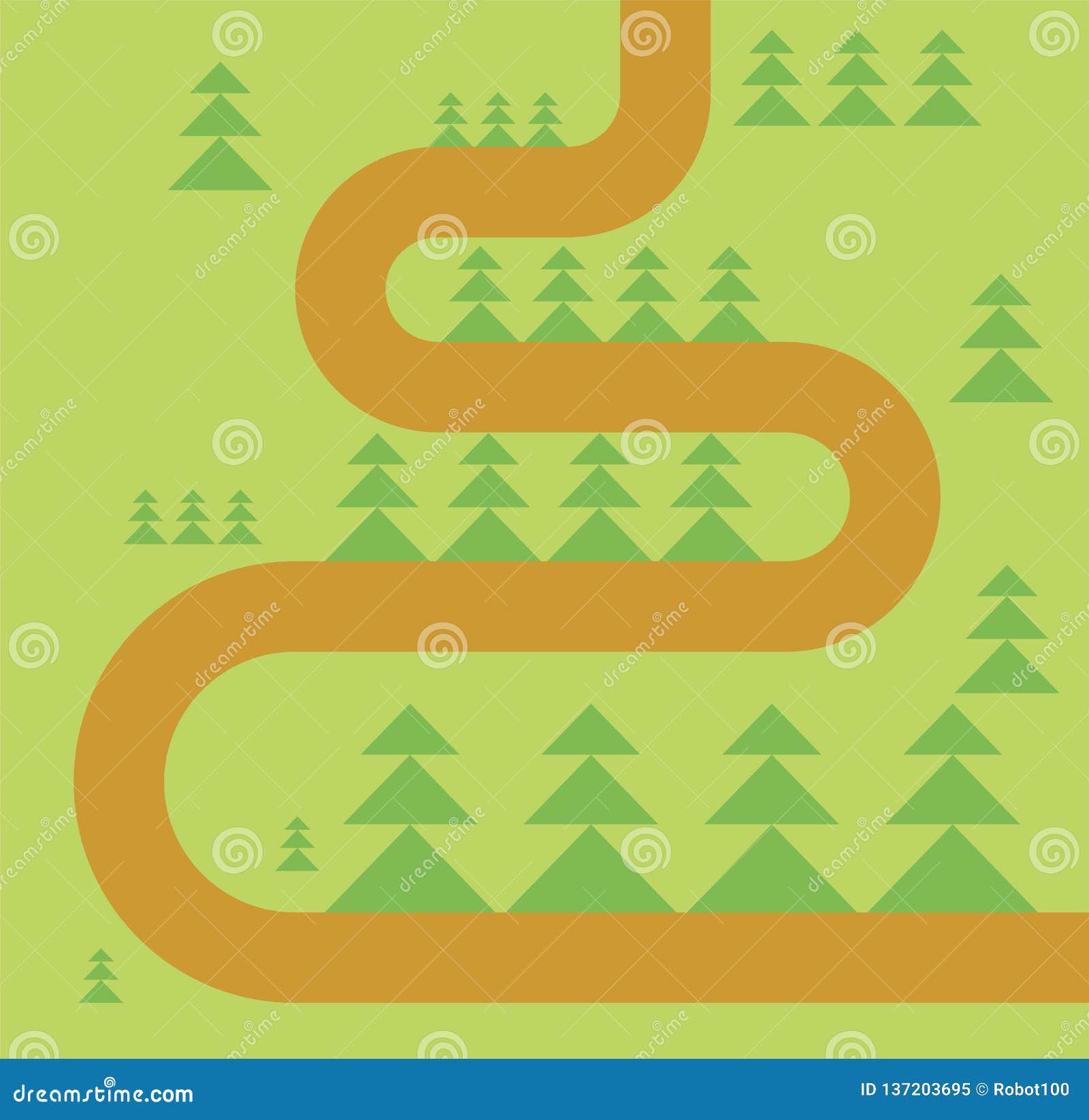 Camino En Mapa Del Bosque Sendero Del Bosque Vector Ilustración del ...