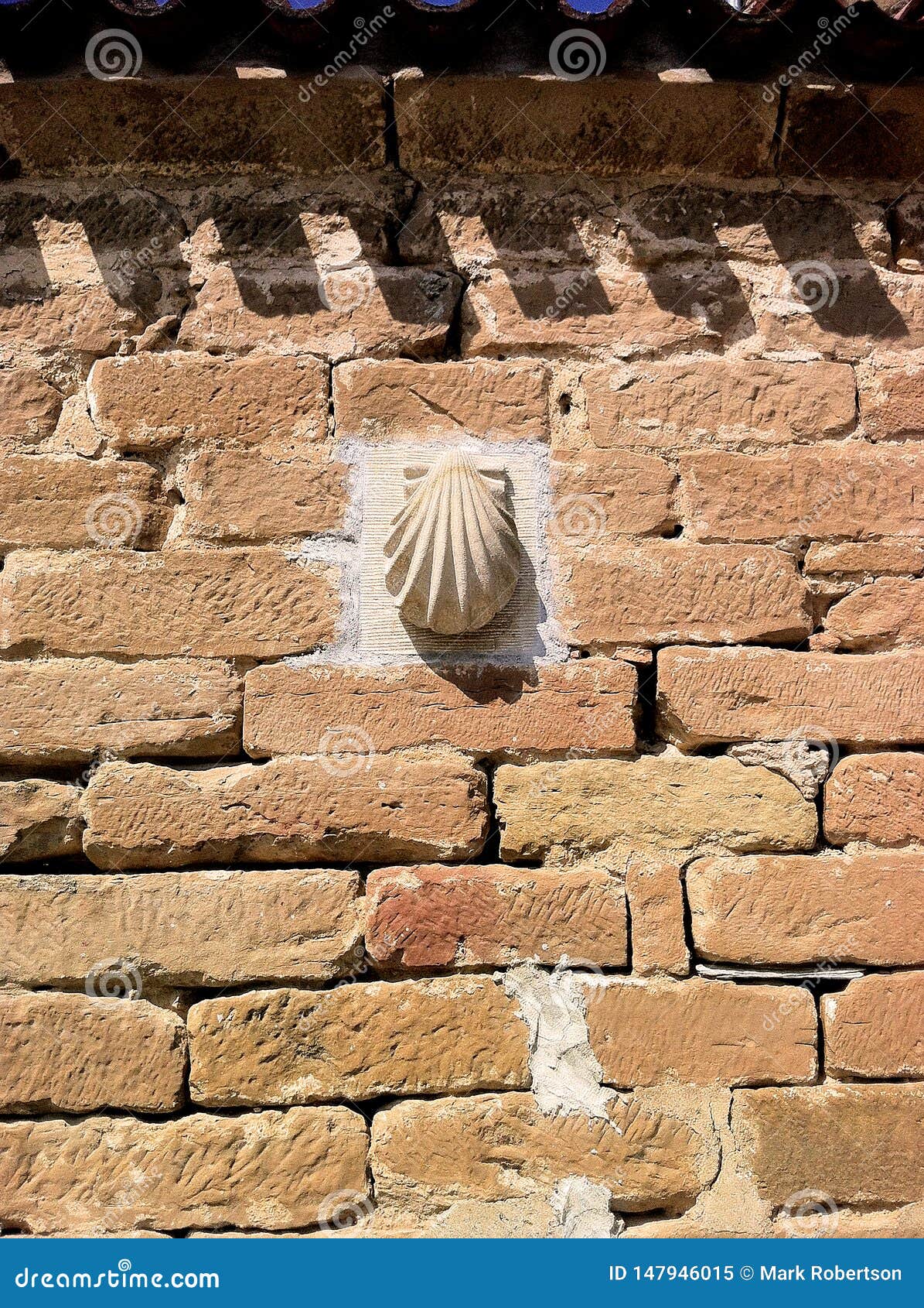 Camino Route Marker Shell on a Wall in Spain Editorial Image - Image of ...
