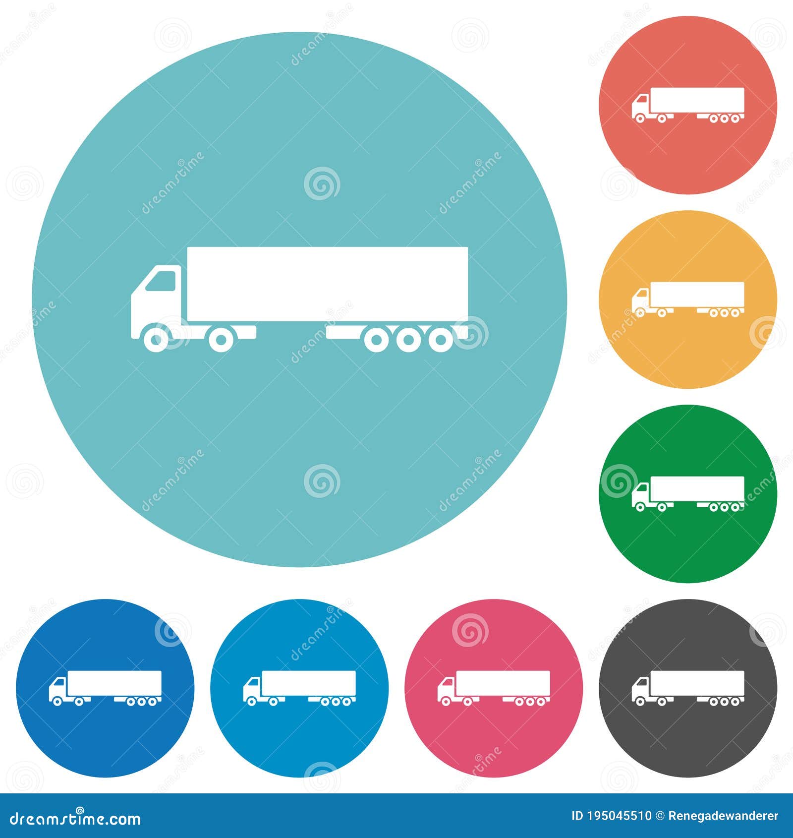 Camion flat round icons stock vector. Illustration of delivery - 195045510