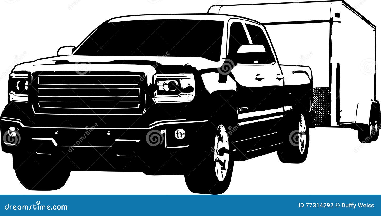 Camion Pick-up Tirant Une Remorque Incluse Illustration de Vecteur ...