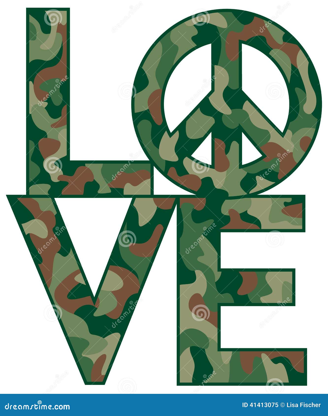 Camo LOVE=Peace stock vector. Illustration of colors - 41413075