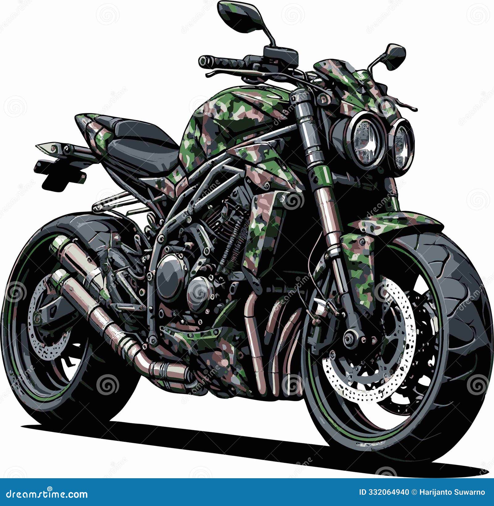 Camo Racing Motorcycle Double Headlamp Stock Illustration ...