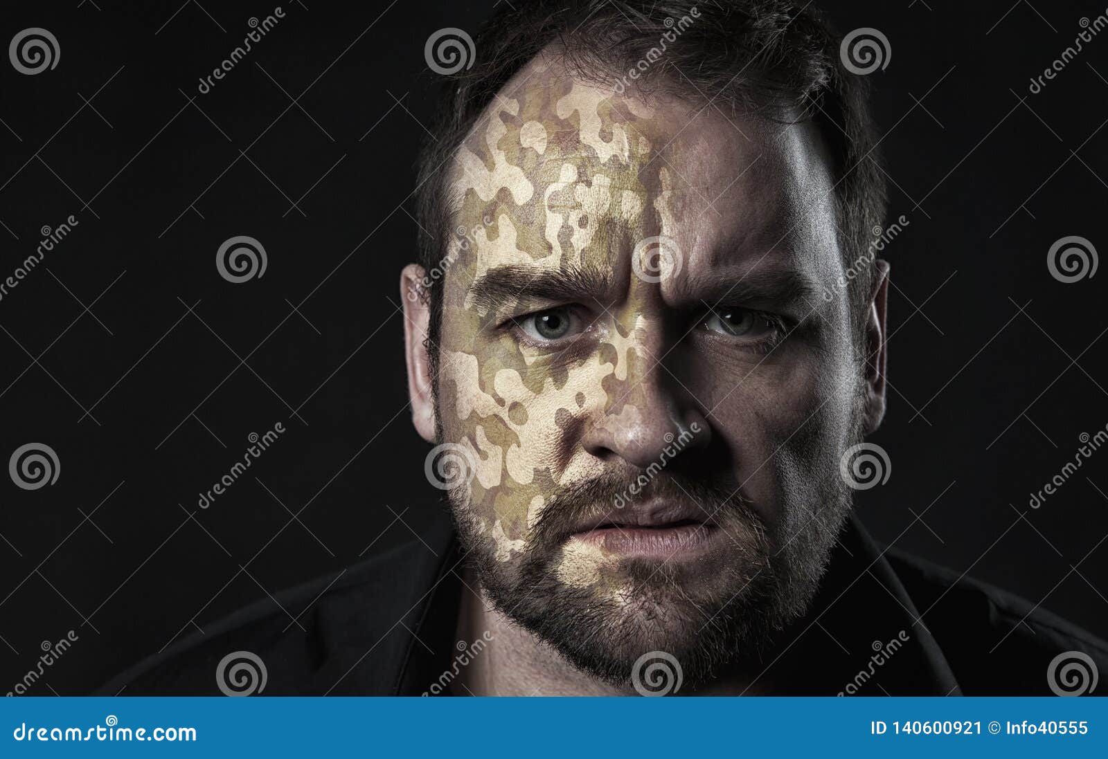 Camo texture on man face stock image. Image of sadness - 140600921