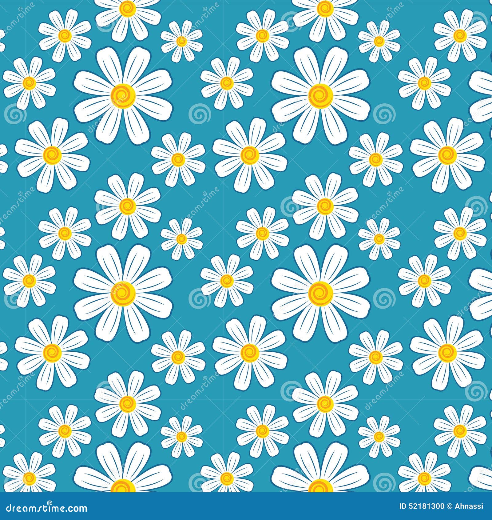 Camomile Pattern stock vector. Illustration of white - 52181300