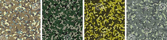 4 Camouflage Background Set Pattern Design Vector Illustration Army ...
