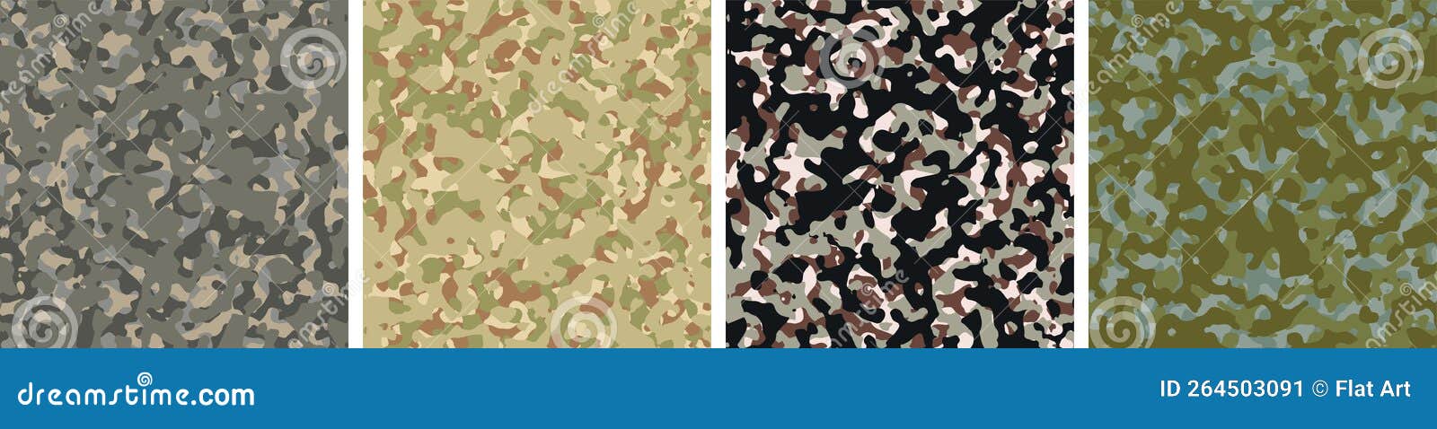 4 Camouflage Background Set Pattern Design Vector Illustration Army ...