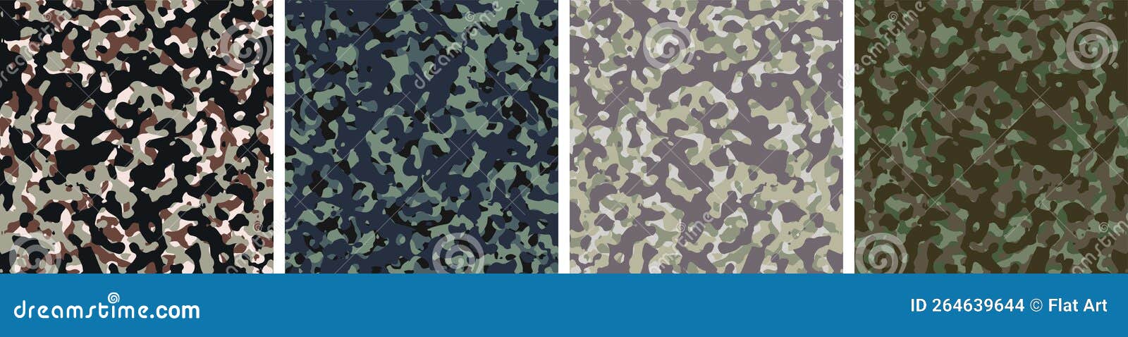 4 Camouflage Background Set Pattern Design Vector Illustration Army ...