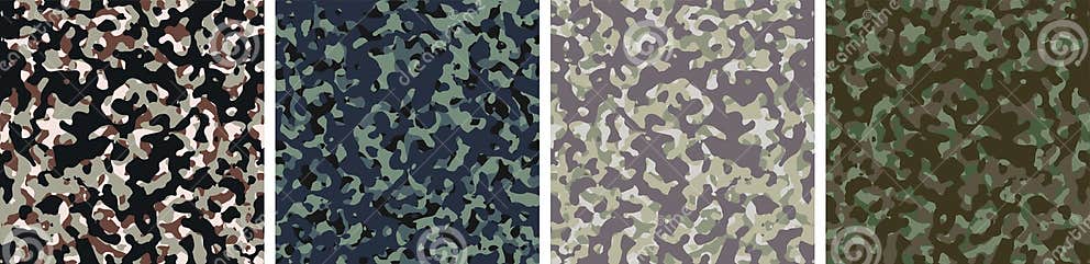 4 Camouflage Background Set Pattern Design Vector Illustration Army ...