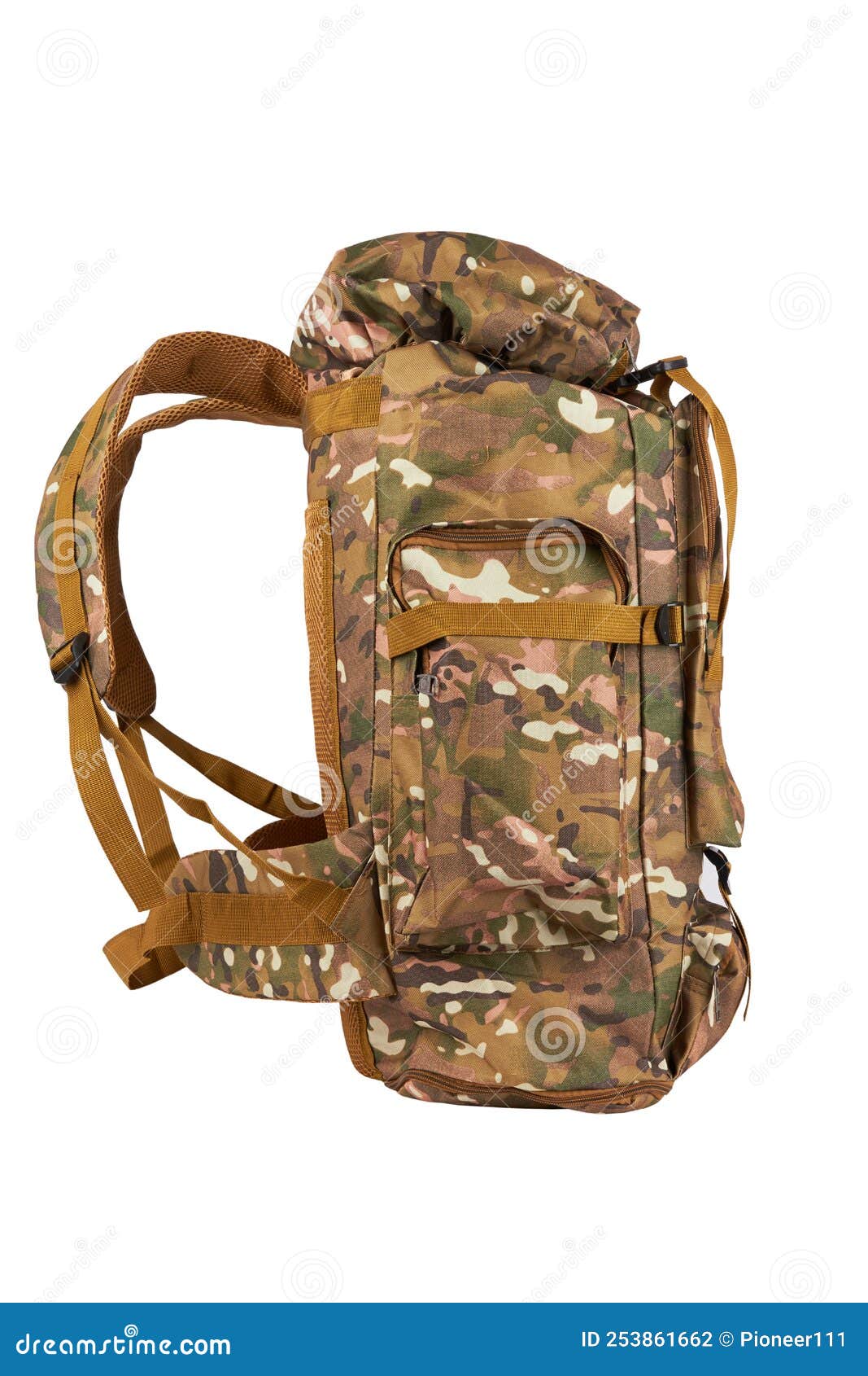 Camouflage Backpack on White Stock Photo - Image of fashion, hunt ...