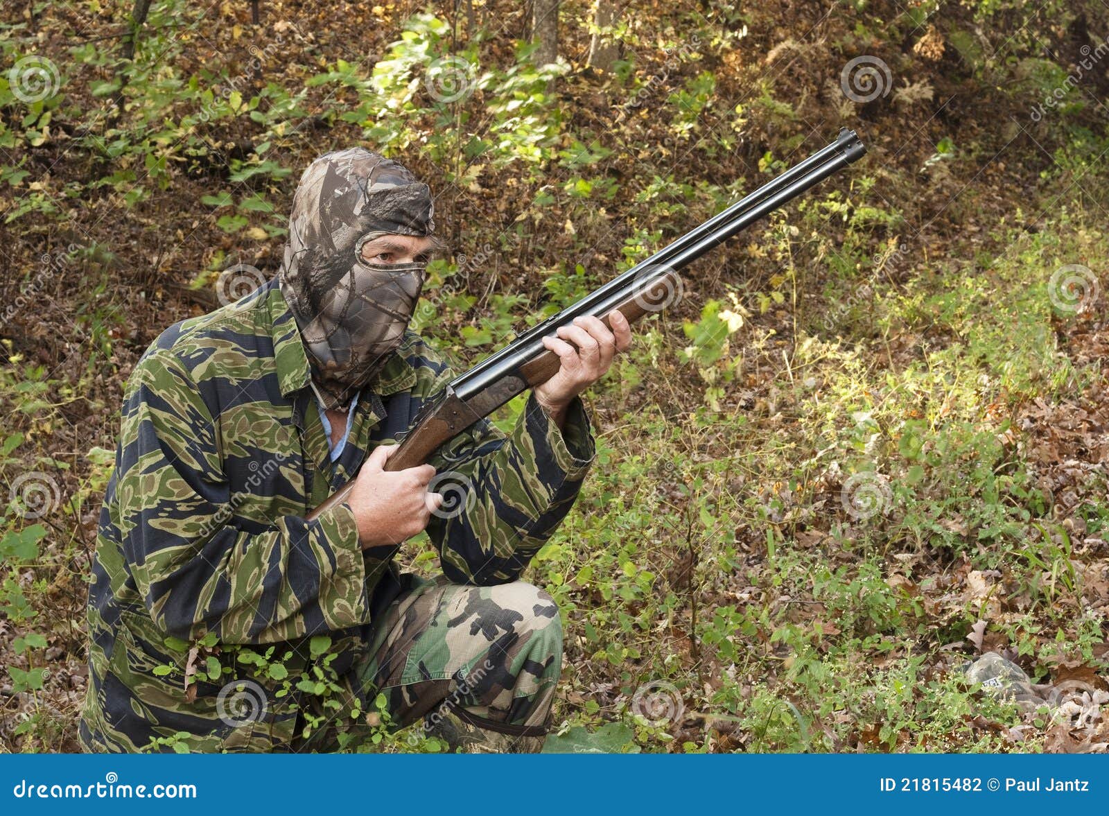 Camouflage hunter stock photo. Image of nature, autumn - 21815482