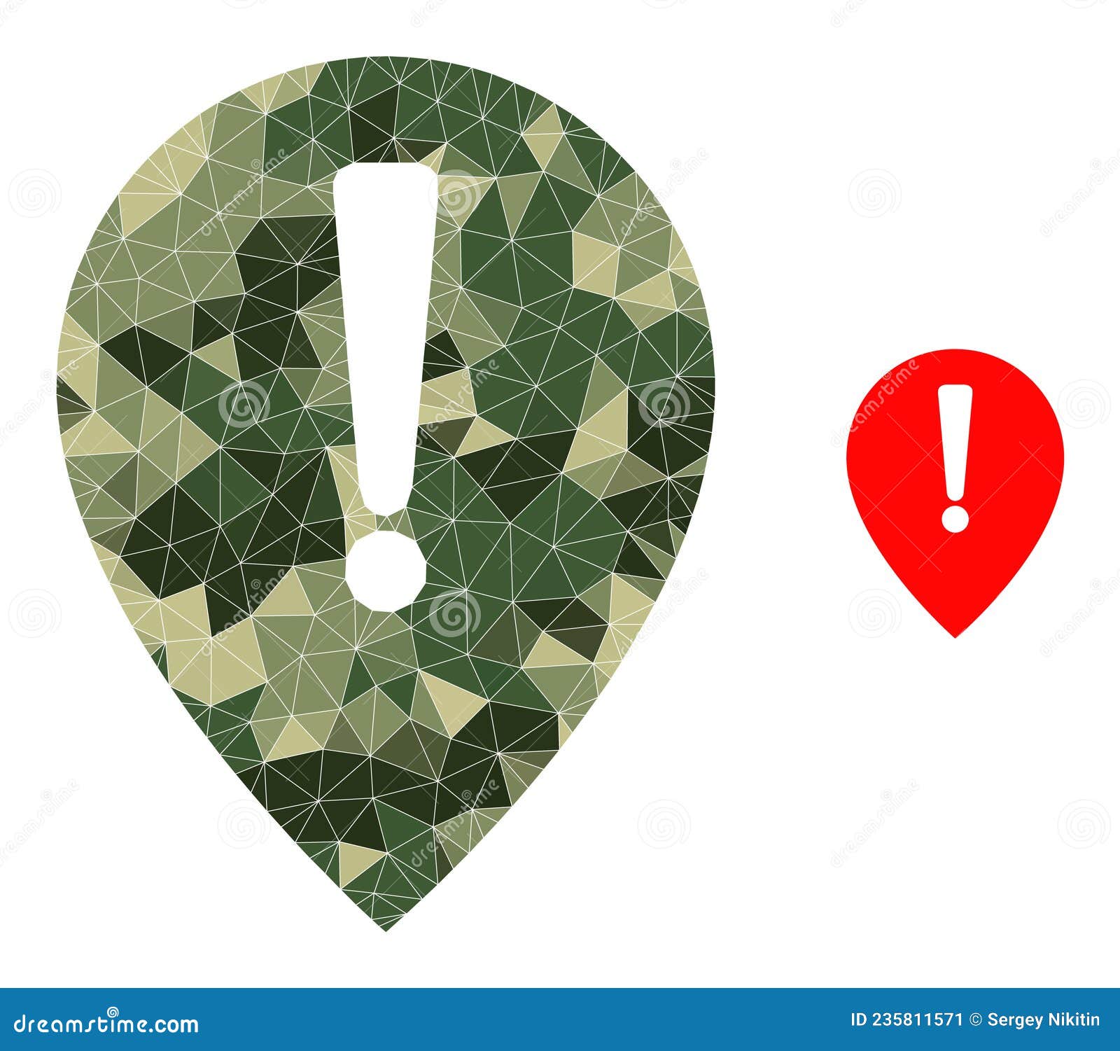 Triangle Mosaic Notice Map Pointer Icon in Khaki Military Color Hues ...