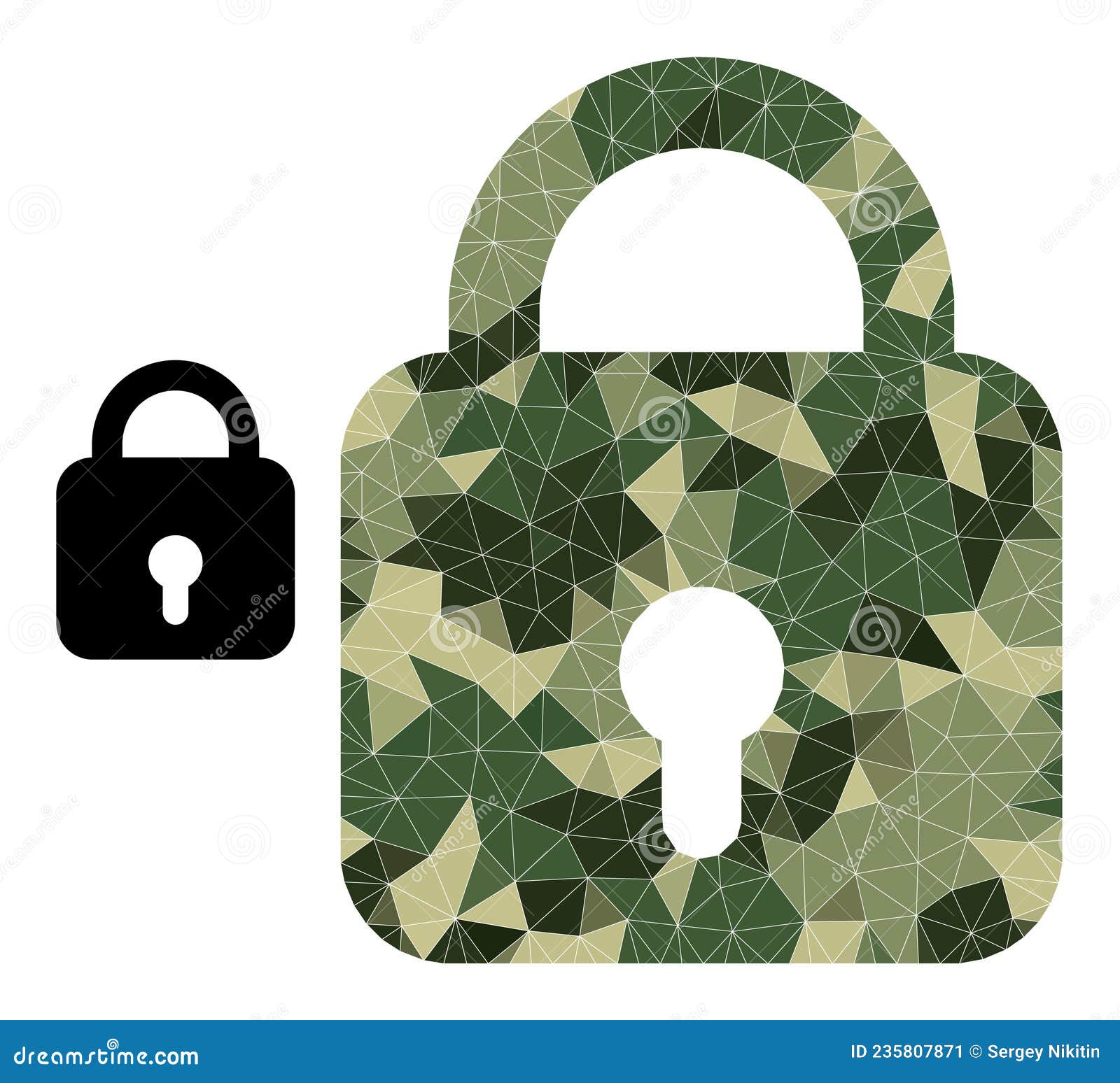Low-Poly Mosaic Lock Icon in Camouflage Army Colors Stock Vector ...