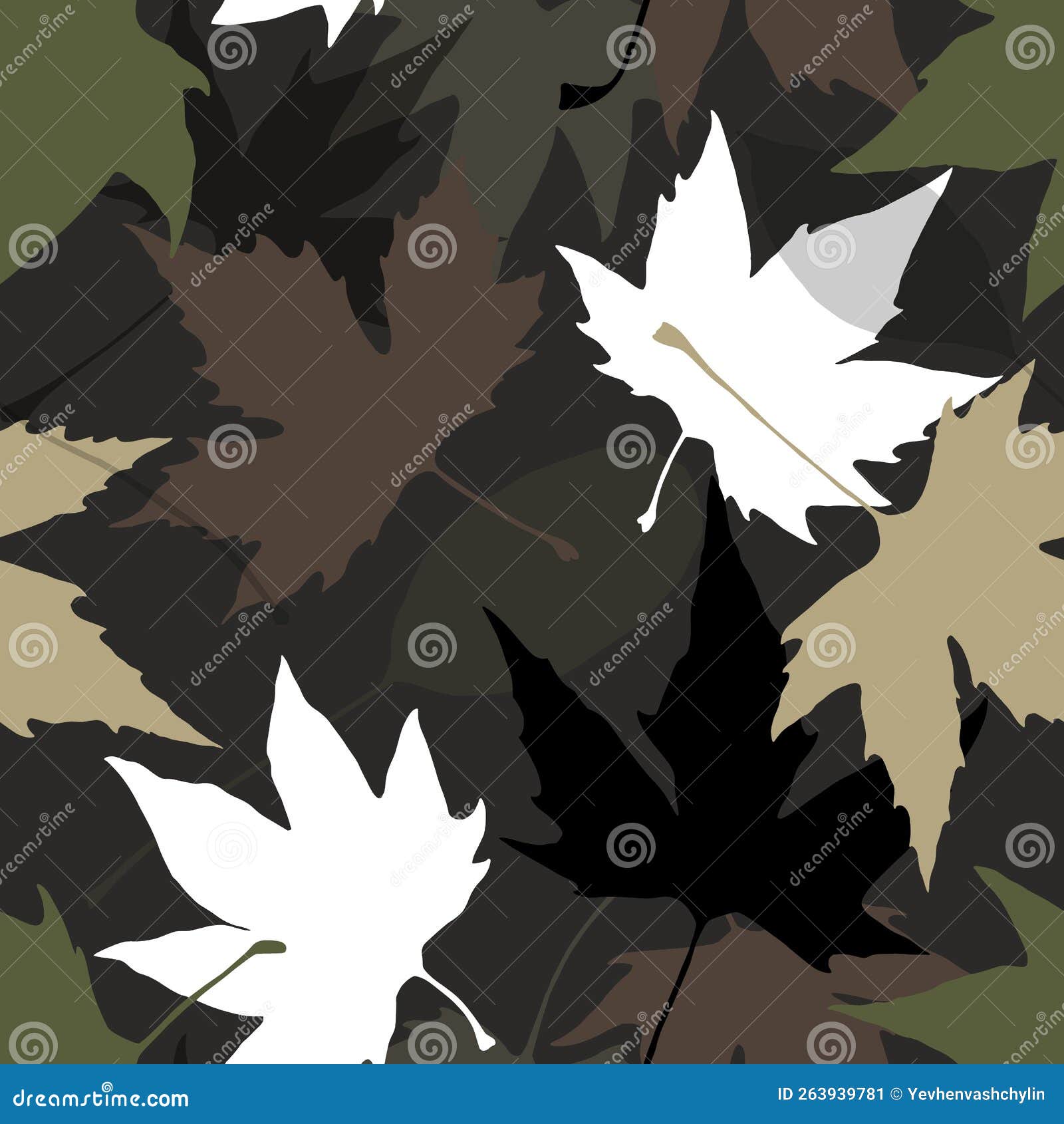 Camouflage Seamless Pattern of Leaves. Vector Illustration for Your ...
