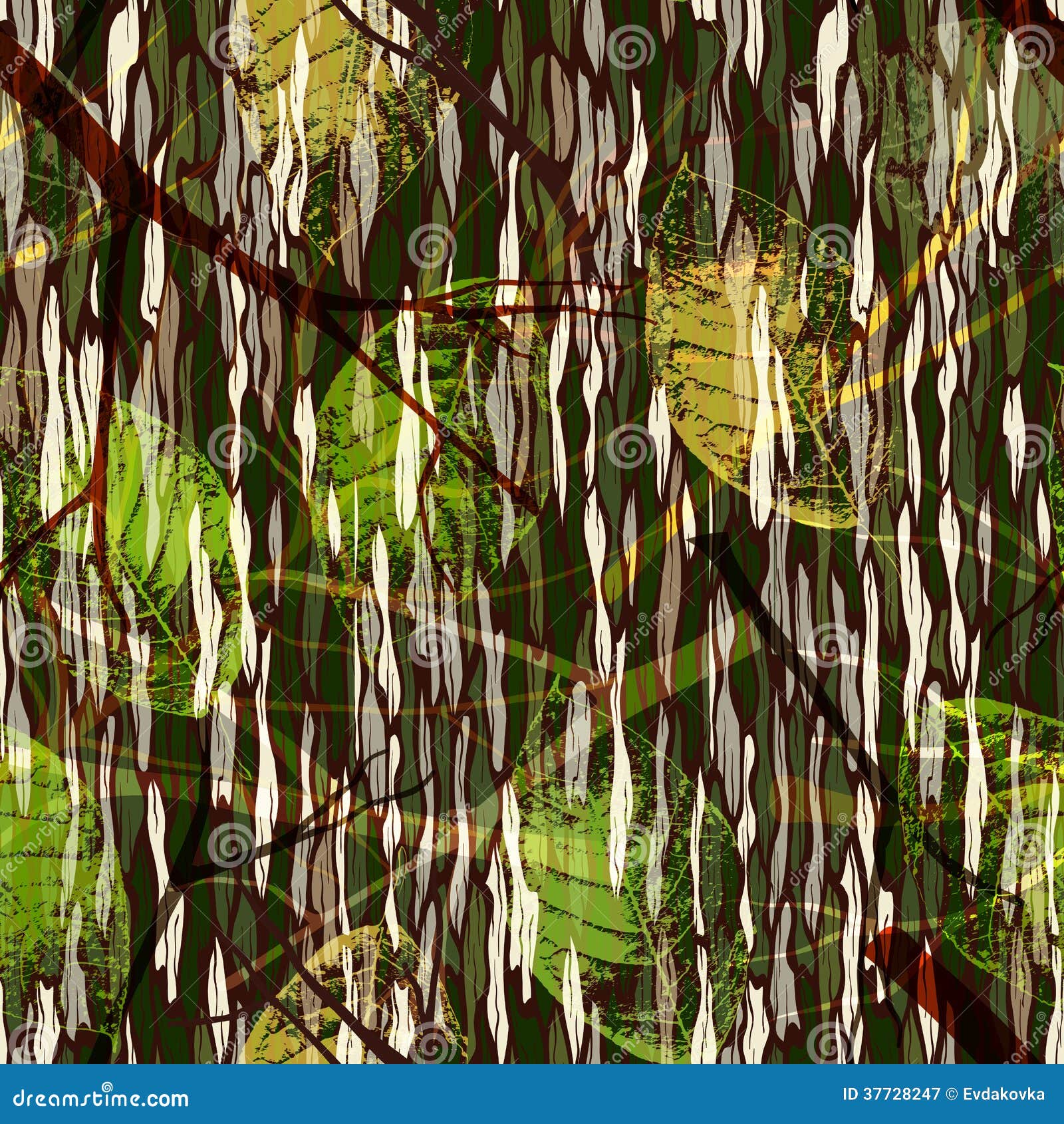 Camouflage Seamless Pattern with Realistic Leaves Stock Vector ...
