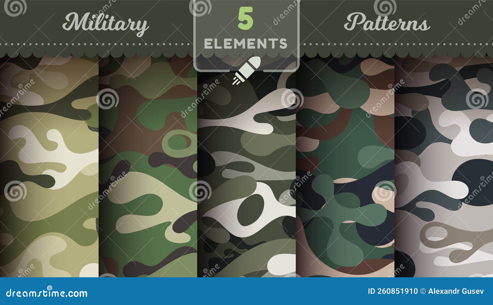 Camouflage Seamless Patterns, Military Texture, Bundle War Fabric Stock ...