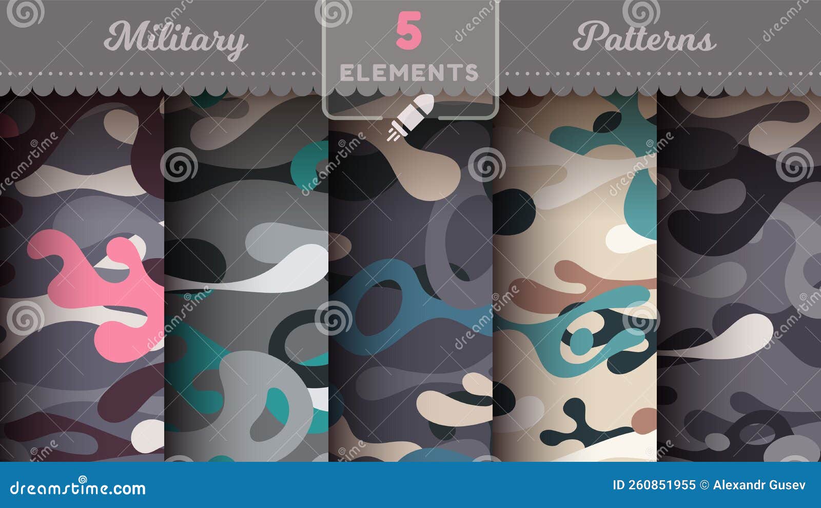 Camouflage Seamless Patterns, Military Texture, Bundle War Fabric Stock ...