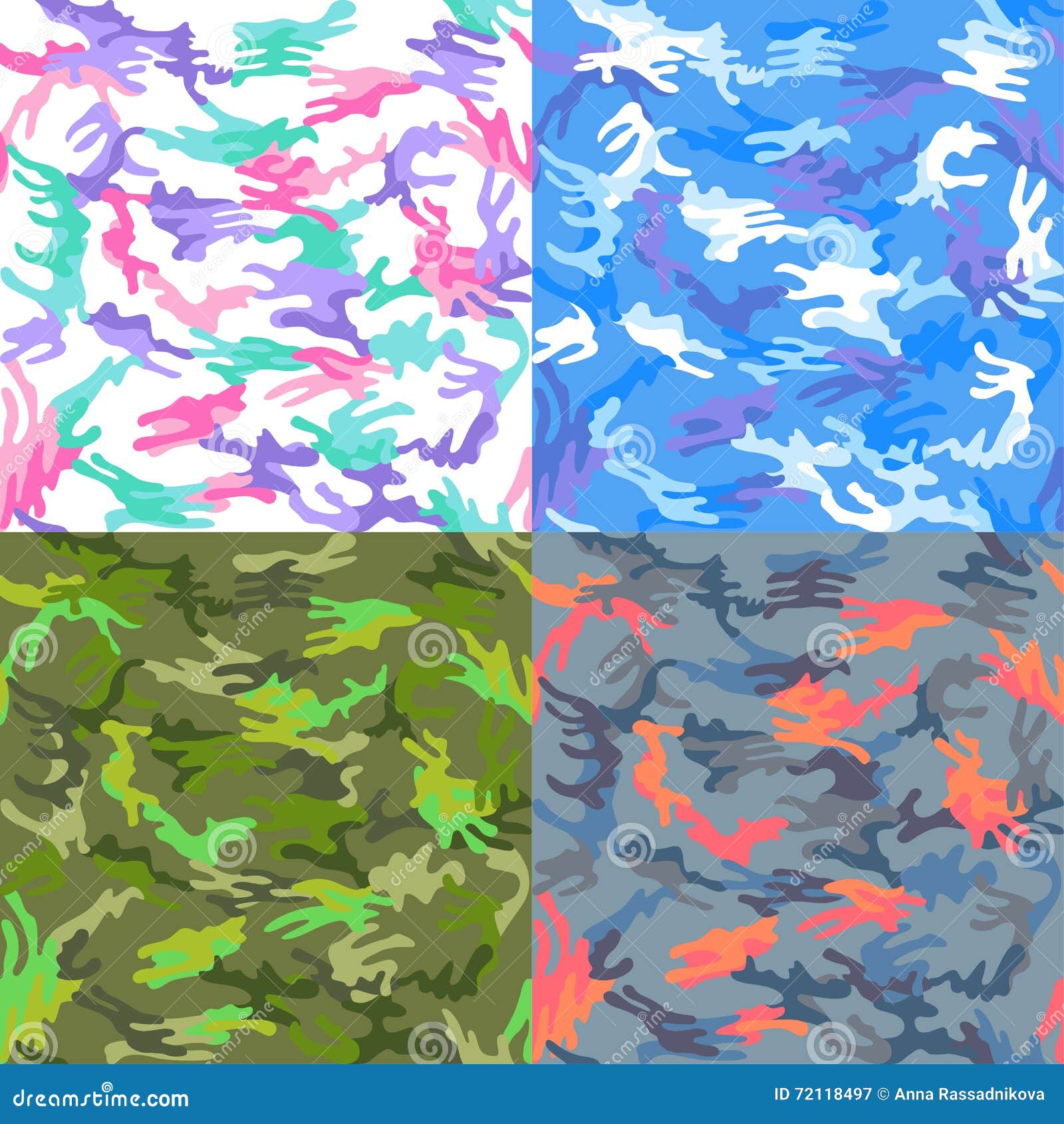 Camouflage Seamless Spots Pattern Background Set Stock Vector ...
